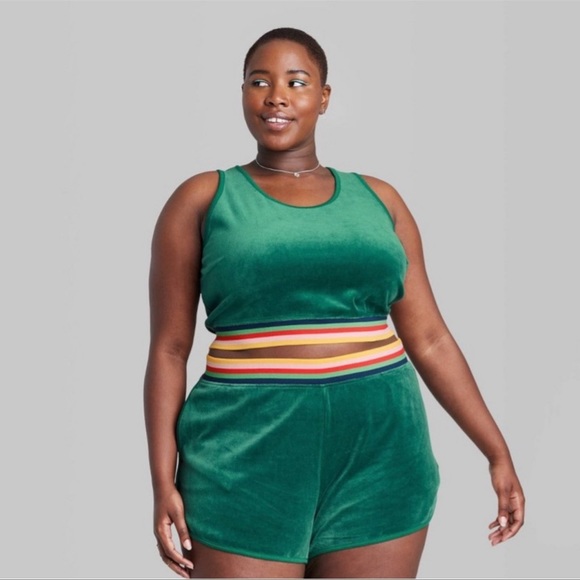 wild fable | Other | Wild Fable Plus Size Green Velour Crop Top Short ...
